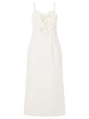 Magda Butrym Embellished Ruffled Cotton Midi Dress - Neutrals