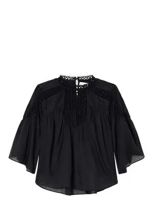 MARANT ETOILE Lace-trimmed Woven Blouse - Black