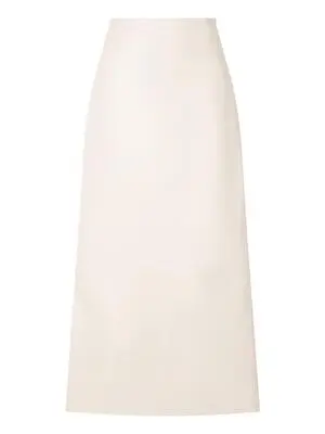 Loulou De Saison Inga Paneled Leather Midi Skirt - Neutrals
