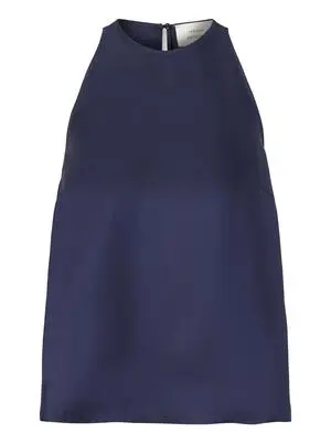 Loulou De Saison Cape Silk-twill Blouse - Navy