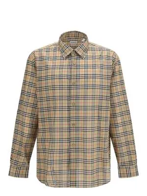 Burberry Check A-over Cotton Shirt Mae - Beige