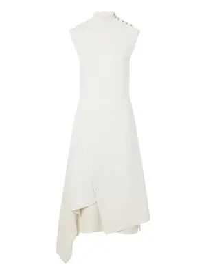 LANVIN Draped Wool-blend Turtleneck Midi Dress - Neutrals