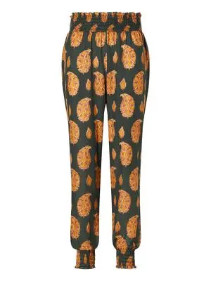 Johanna Ortiz Printed Cotton-voile Tapered Pants - Green
