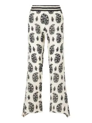 JOHANNA ORTIZ Johanna Ortiz Femininity Dramatic Printed Linen Flared Pants