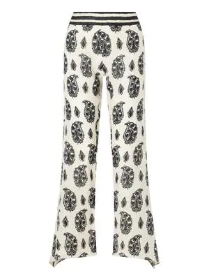 Johanna Ortiz Printed Linen Flared Pants - Neutrals