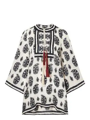 Johanna Ortiz Printed Linen Mini Dress - Neutrals