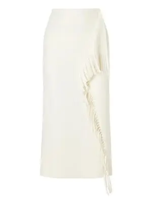 LANVIN Fringed Wool-blend Midi Skirt - Neutrals