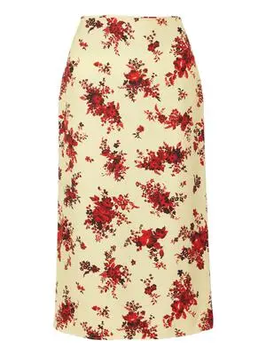 JIL SANDER Floral-print Satin Midi Skirt - Yellow