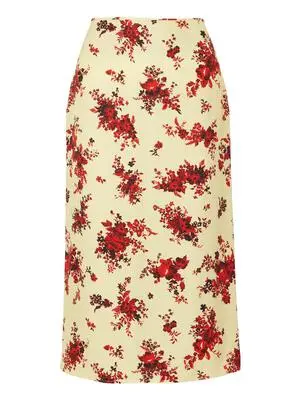 JIL SANDER Floral Print Satin Midi Skirt - Yellow