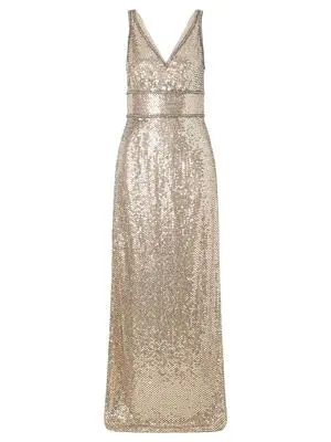Jenny Packham Odina Crystal-embellished Sequin Tulle Gown - Beige