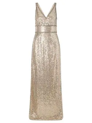 Jenny Packham Odina Crystal-embellished Sequin Tulle Gown - Neutrals