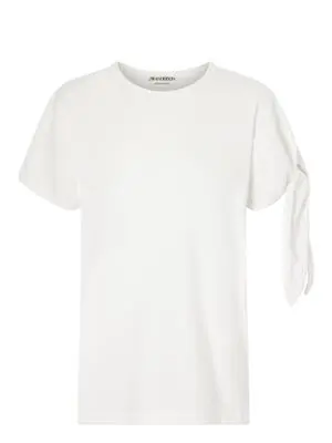 JW Anderson Tie-detailed Cotton T-shirt - White