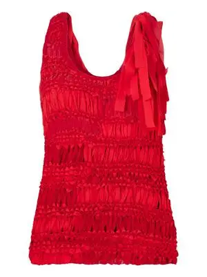 HEIRLOME Juanita Silk Tank With Fringe Detail - Red
