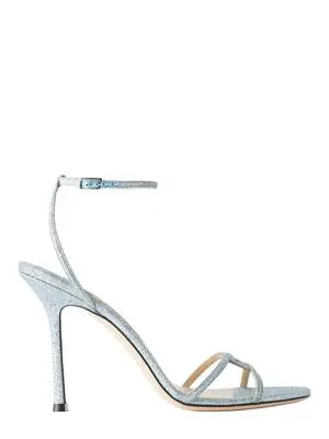 JIMMY CHOO Leo 100 Glittered Leather Sandals - Blue