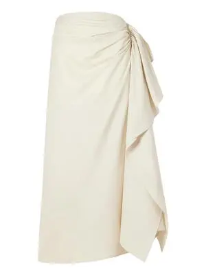 HEIRLOME Liliana Gathered Silk-twill Midi Skirt - Neutrals