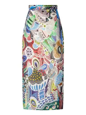 HEIRLOME Irene Printed Silk-organza Midi Skirt - Blue