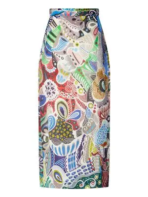 HEIRLOME Heirlome Irene Printed Silk-Organza Midi Skirt Blue