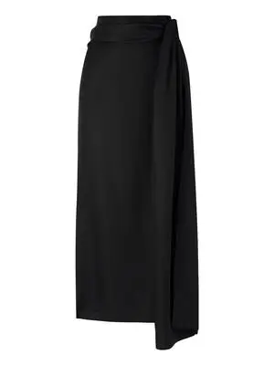 HEIRLOME Helena Silk-twill Midi Skirt - Black