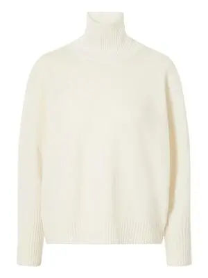 COURREGES Logo Embroidered Ribbed Knit Wool Sweater - Neutrals