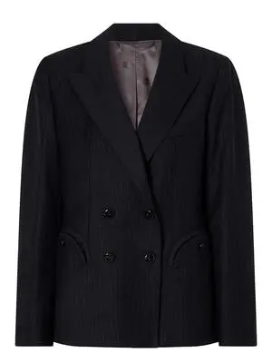 BLAZÉ MILANO Charmer Pinstriped Wool Blazer - Black