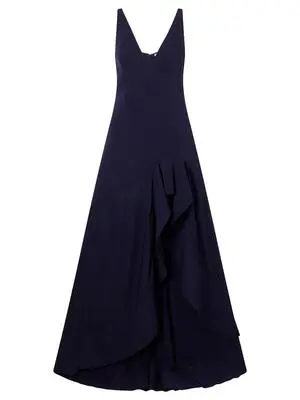 Stella McCartney Asymmetrical Ruffled Crepe Maxi Dress - Blue