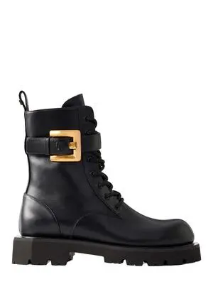 Balmain Anthem Belt-detailed Leather Ankle Boots - Black
