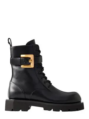 Balmain Anthem Buckled Leather Ankle Boots - Black