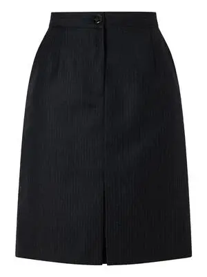 BLAZÉ MILANO Popeye Pinstriped Wool Knee-length Skirt - Black