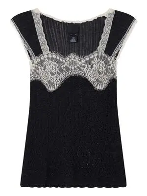 Anna Sui Lace-trimmed Jersey Cami - Black