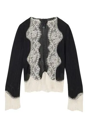 Anna Sui Lace-trimmed Jersey Cardigan - Multi