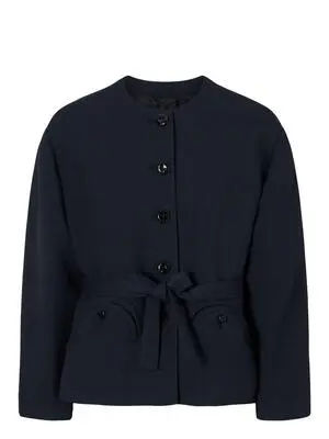 BLAZÉ MILANO Dales Crepe Belted Jacket - Navy
