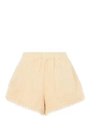 TERRY PUESTO Organic Cotton-terry Shorts With Crochet Trim - Beige