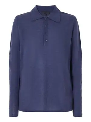 Tibi Wool-blend Knit Polo Sweater - Blue