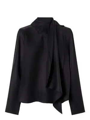 Loulou De Saison Gala Scarf-detail Silk Blouse - Black