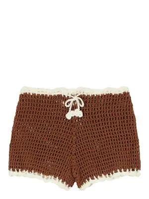 TERRY PUESTO Lido Crocheted Organic Cotton Shorts - Brown