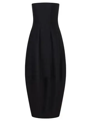 Khaite Stela Wool And Silk-blend Strapless Midi Dress - Black