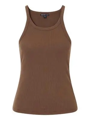 JAMES PERSE Ribbed Cotton-blend Tank - Brown