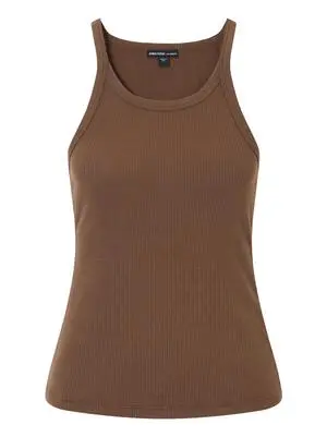 JAMES PERSE Ribbed Cotton-blend Tank - Brown