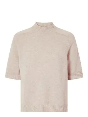 Loulou De Saison Ruth Cashmere Short Sleeve Sweater - Neutrals