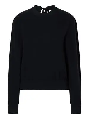 LANVIN Bow-detailed Wool-blend Cardigan - Black