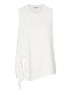JW Anderson Knotted Logo-embroidered Cotton-jersey Tank - White