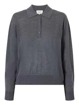 Loulou De Saison Miles Cashmere Polo Sweater - Gray