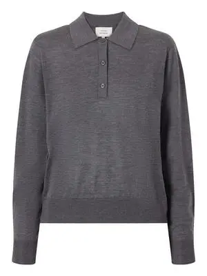 Loulou De Saison Miles Cashmere Polo Sweater - Gray