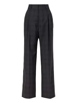 BLAZÉ MILANO BLAZÉ Milano Fox Checked Wool Straight-Leg Pants Gray
