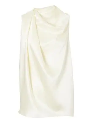 HEIRLOME Heirlome Kate Draped Silk-Satin Top Neutrals