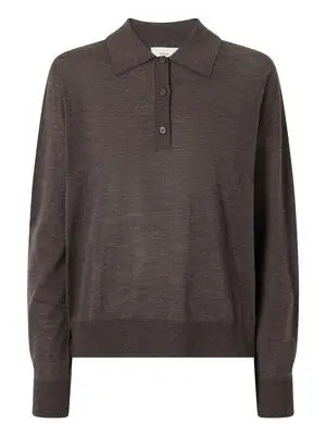 Loulou De Saison Miles Cashmere Polo Sweater - Brown