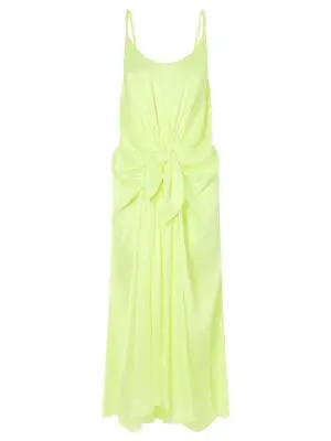 JW Anderson JW Anderson Tie-Detailed Crinkled-Silk Maxi Dress Yellow