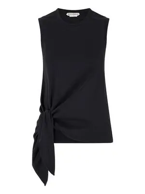 JW Anderson Tie-detailed Logo-embroidered Cotton-jersey Tank - Black