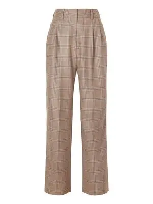 BLAZÉ MILANO Checked Wool Trousers - Beige