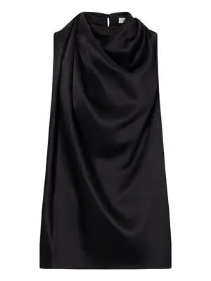 HEIRLOME Kate Draped Silk-satin Top - Black